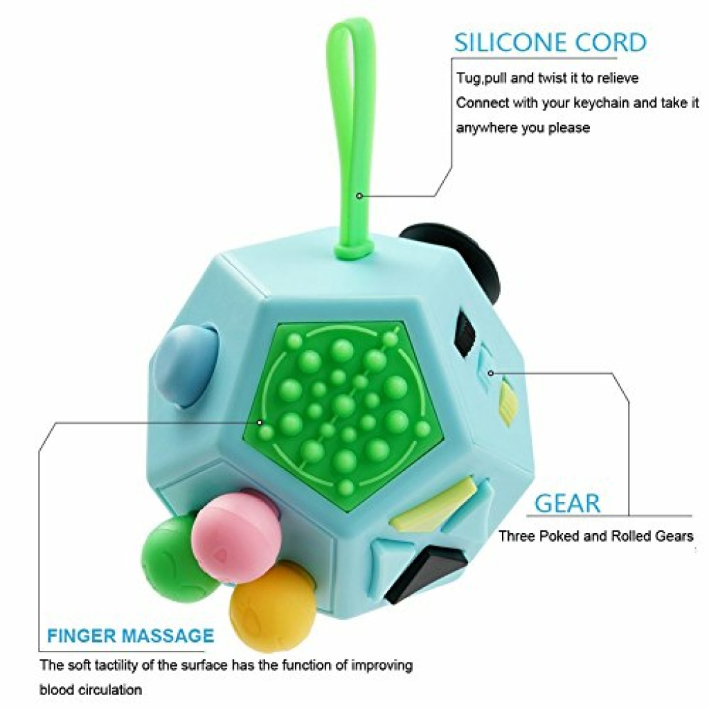 Maner Fidget Cube 2 Hands Dodecagon Toy with 12 Fidgets Functions Every Day Carry Palm Heal Toys ...