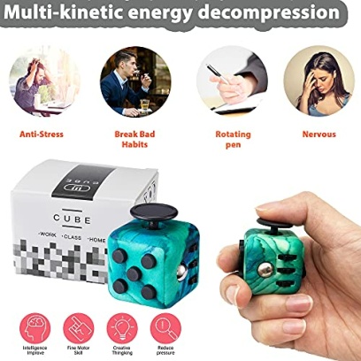 Yetech Green Fidget Toy Cube Toy ADHD Stress Anxiety Relief Toy With 6 ...