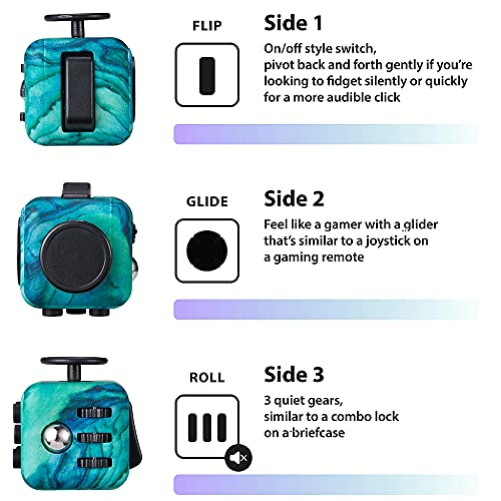 Yetech Green Fidget Toy Cube Toy ADHD Stress Anxiety Relief Toy With 6 ...