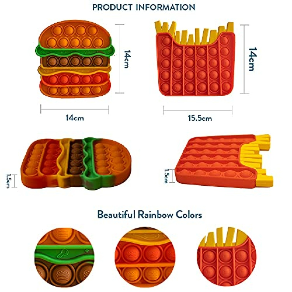 Aariz Fidget Toys Push and Pop Bubble Squeeze Sensory Poppers Fidgets ...