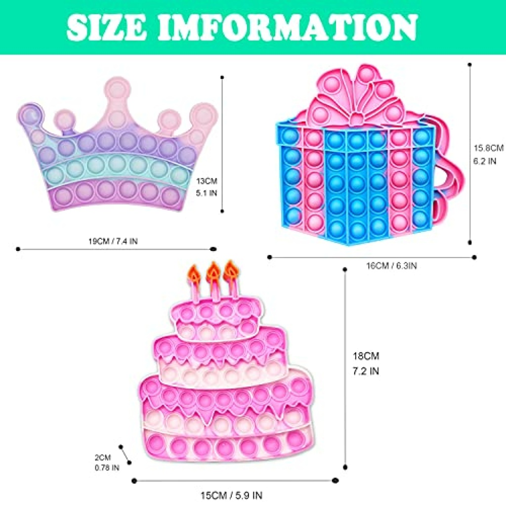3Pack Fidget Birthday Cake Gift, Poppet Pop Fidgets for Girls Fidget ...