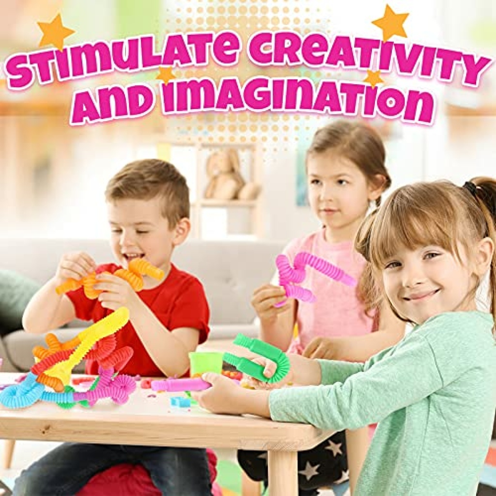 Pop Tubes Fidget Toy 24 Pack Sensory Stretch Tubes Kit Stress Relief ...