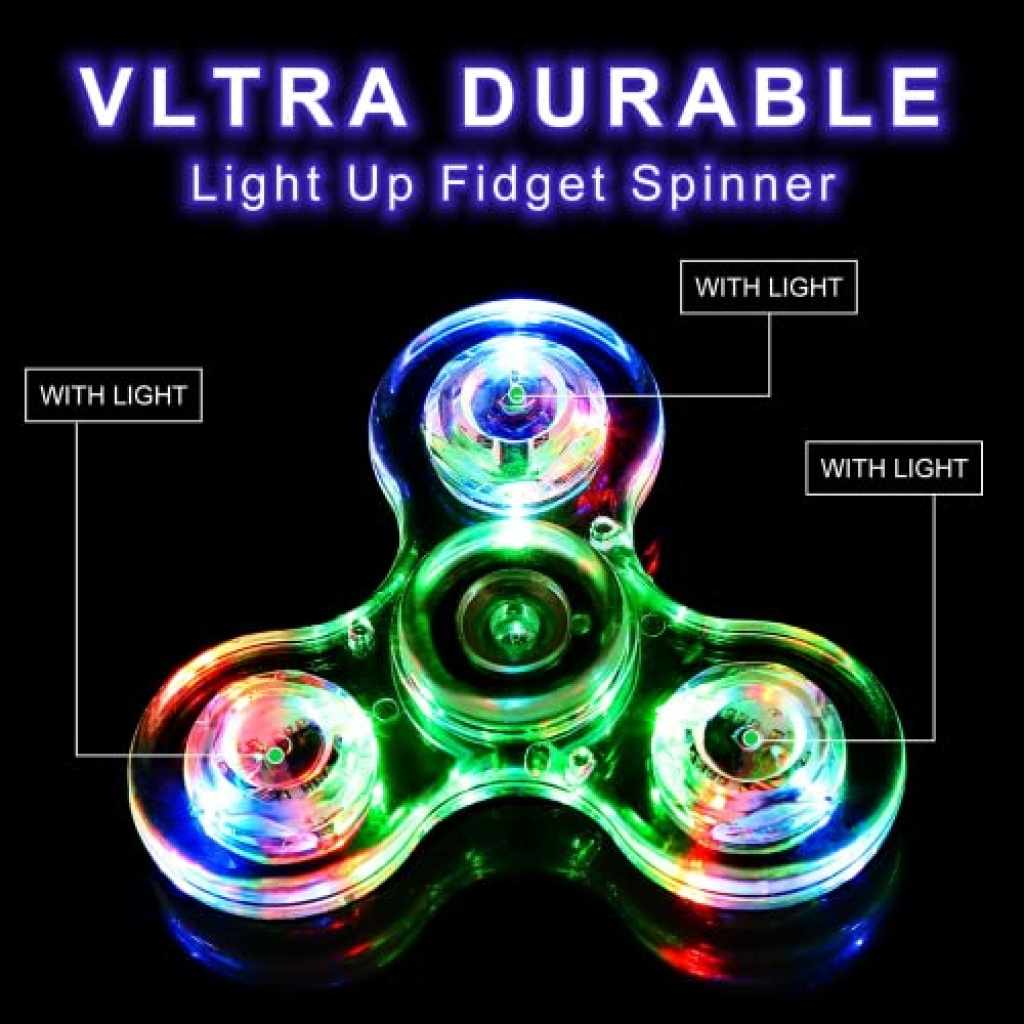 SCIONE Fidget Spinner LED 5 Pack, Party Bag Fillers for Kids-LED Light ...