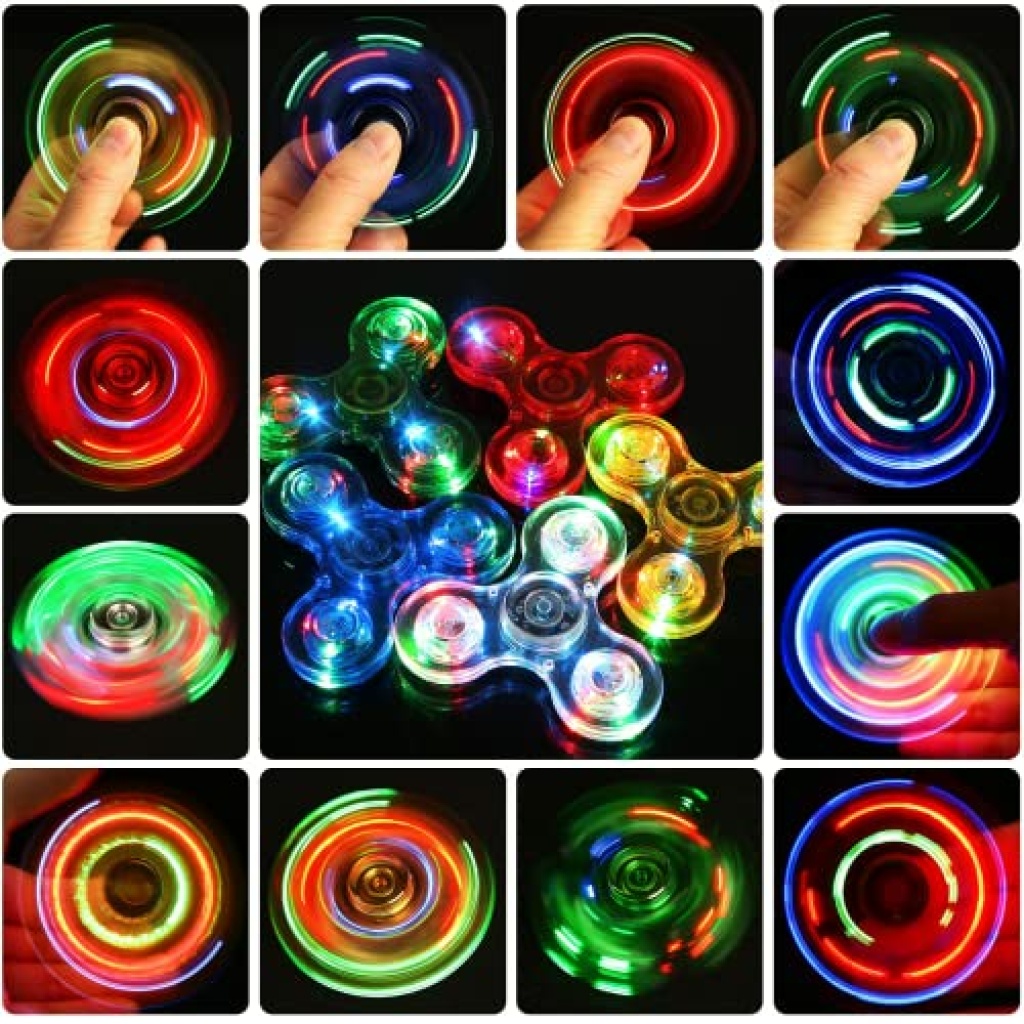 SCIONE Fidget Spinner LED 5 Pack, Party Bag Fillers for Kids-LED Light ...