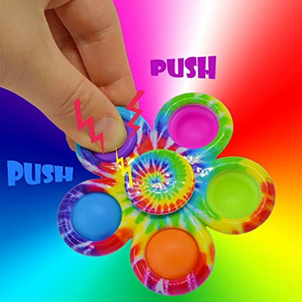 Stress Relief Hand Spinner Push Pop Bubble Fidget Toy (Rainbow ...