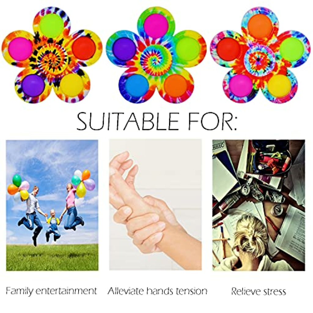 Stress Relief Hand Spinner Push Pop Bubble Fidget Toy (Rainbow ...