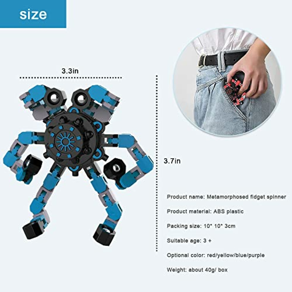 Toytops Hand Spinners , 4 Pack Transformable Creative Mechanical Gyro ...