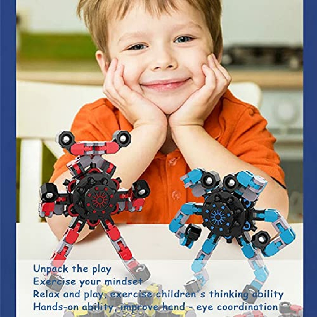 Toytops Hand Spinners , 4 Pack Transformable Creative Mechanical Gyro ...