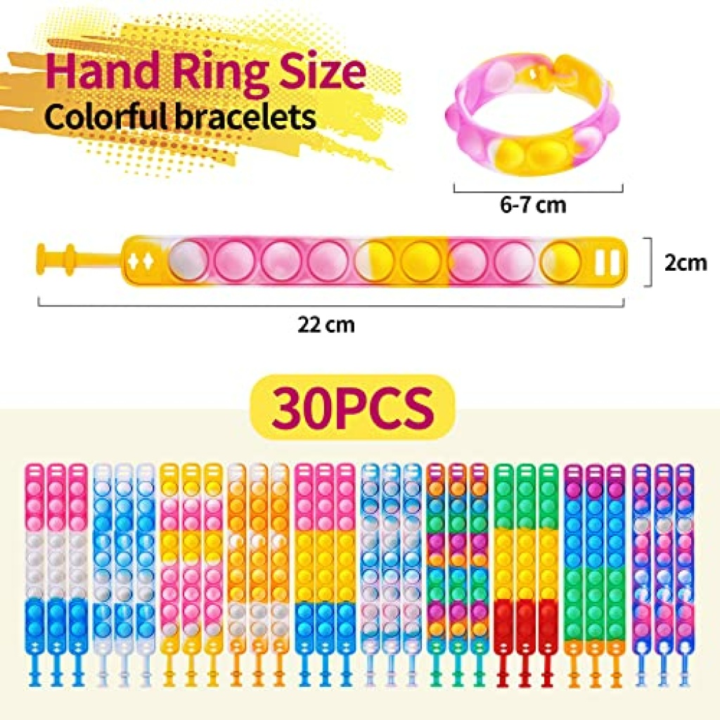 30Pcs Pop Bracelet it Fidget Toys Pack, Fidget Bracelet Toys, Fidget ...