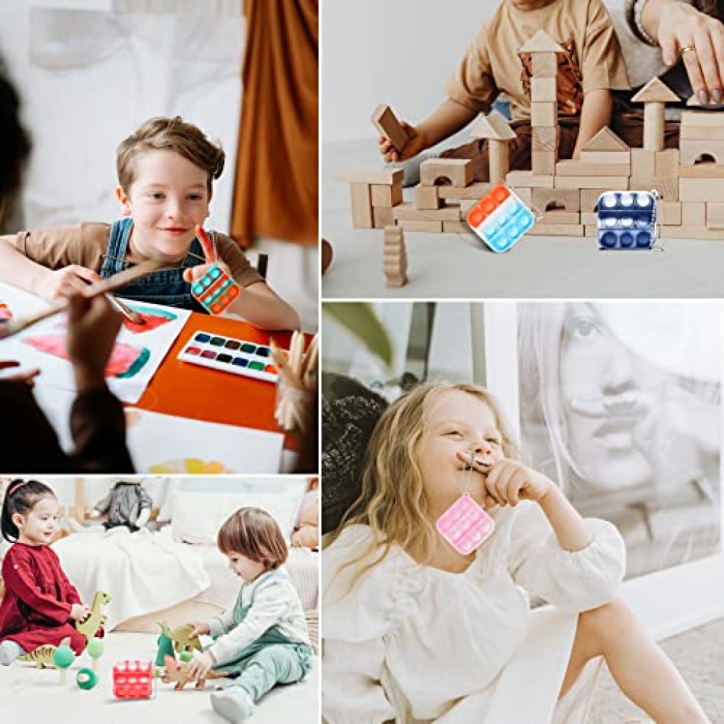 60 PCS Mini Squeeze Pop Bubble Fidget Bulk Sensory Toys, Silicone ...