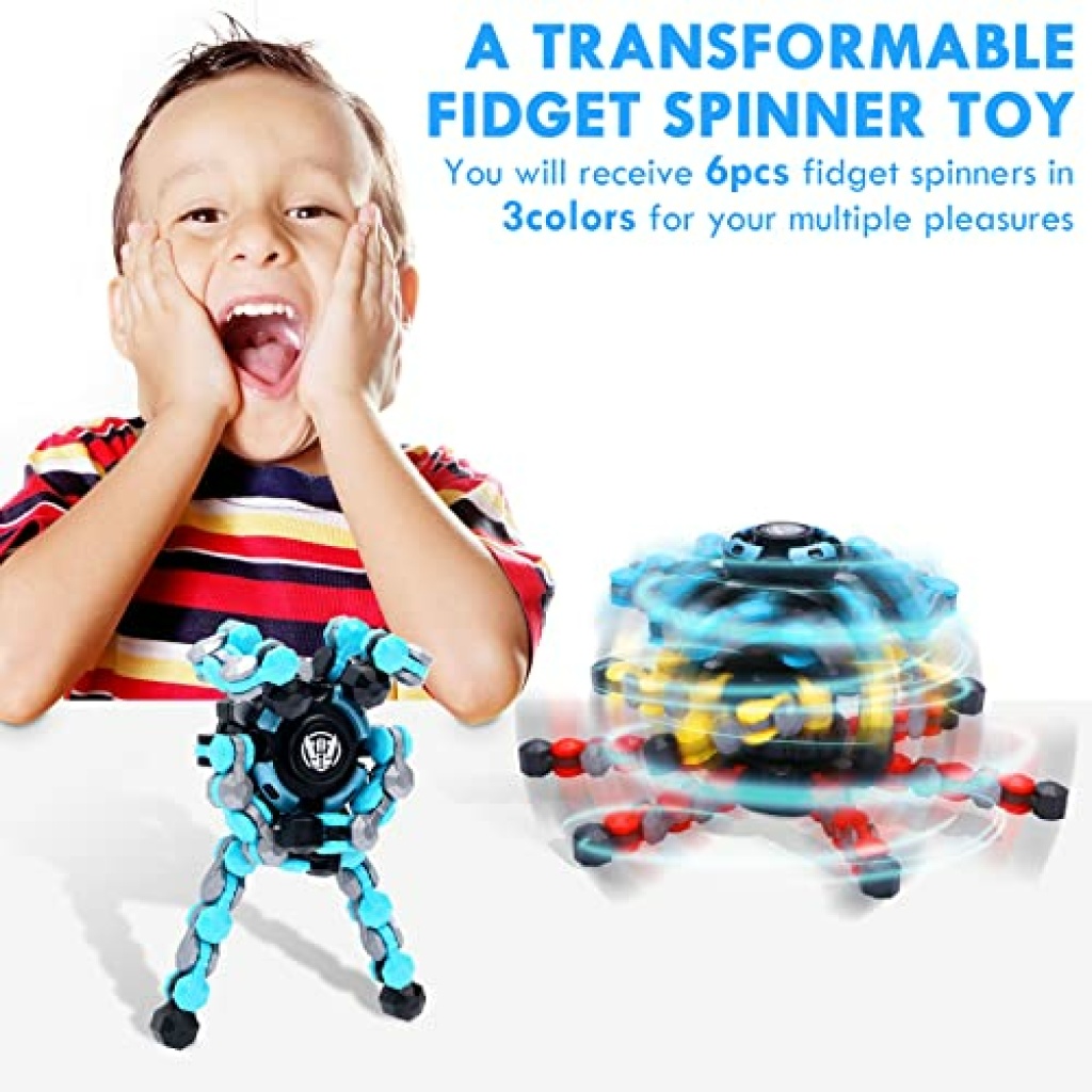 6pcs Transformable Fidget Spinner Toy, Funny DIY Fingertip Spin Top ...