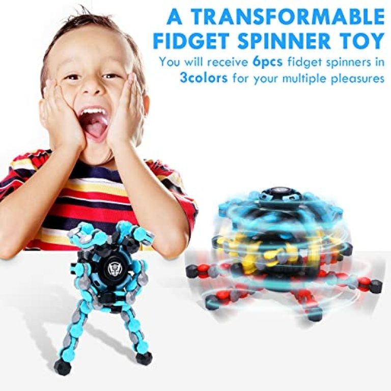 6pcs Transformable Fidget Spinner Toy, Funny DIY Fingertip Spin Top ...