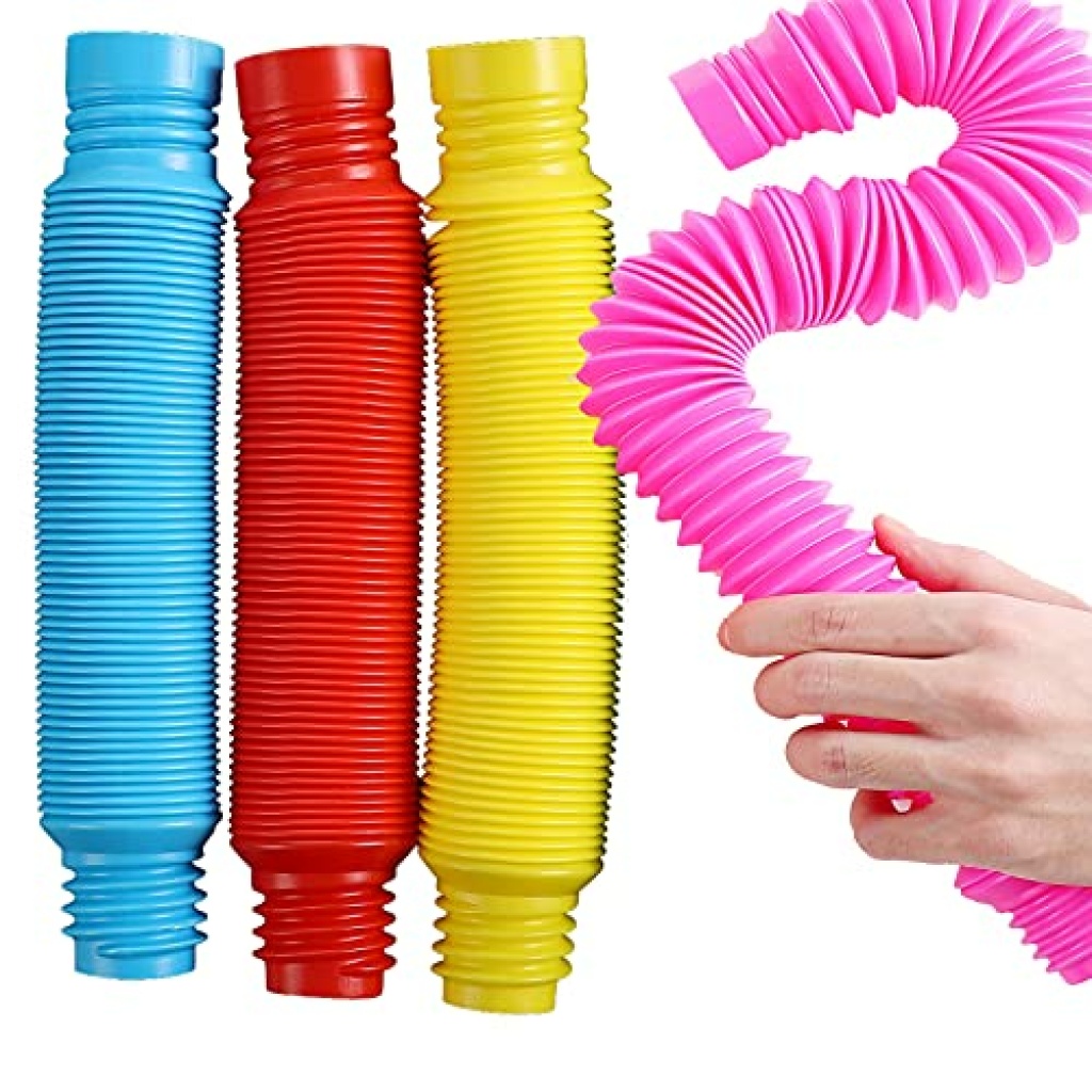 Fidget Pop Tube Toys for Kids and Adults, 4 X-large Pop Multi-Color ...