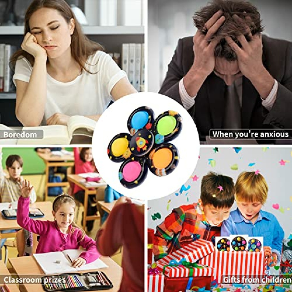SCIONE 6 Pack Space Fidget Pop Spinners for Kids, Stress Relief Hand ...