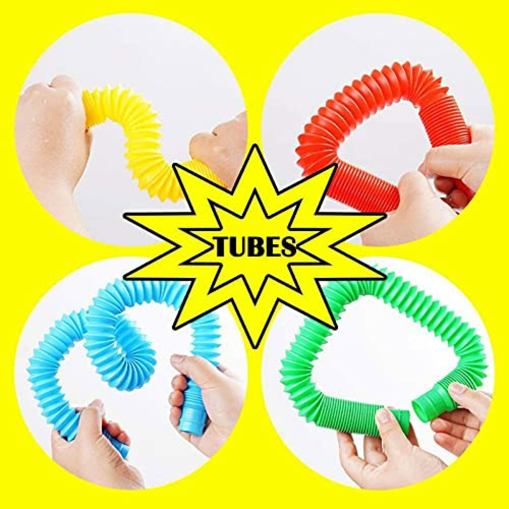 Udewo 12 PCS Mini Pop Tubes, Colourful Tubes Sensory Toys Stretch Pipe ...