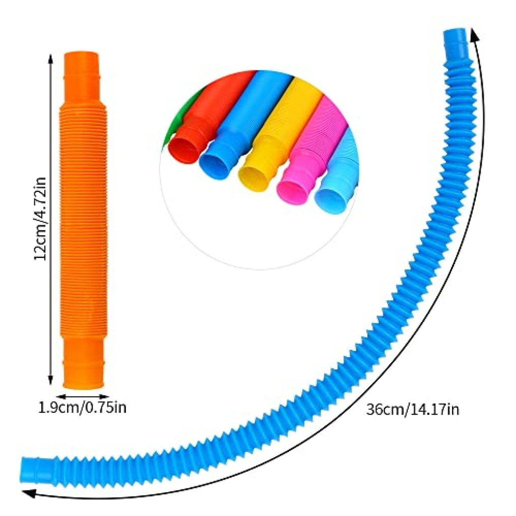 VEYLIN Fidget Pop Tubes, 8 Pack Sensory Fidget Toys Bendy Tubes Reduce ...