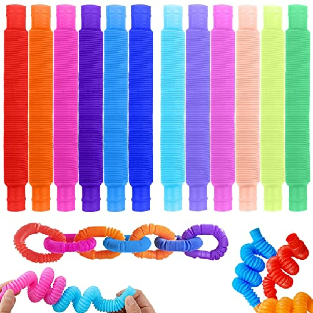 ZOCONE 12 Pcs Pop Tubes 6 Pc Flashing Pop Tubes & 6 Pcs Colorful Mini ...