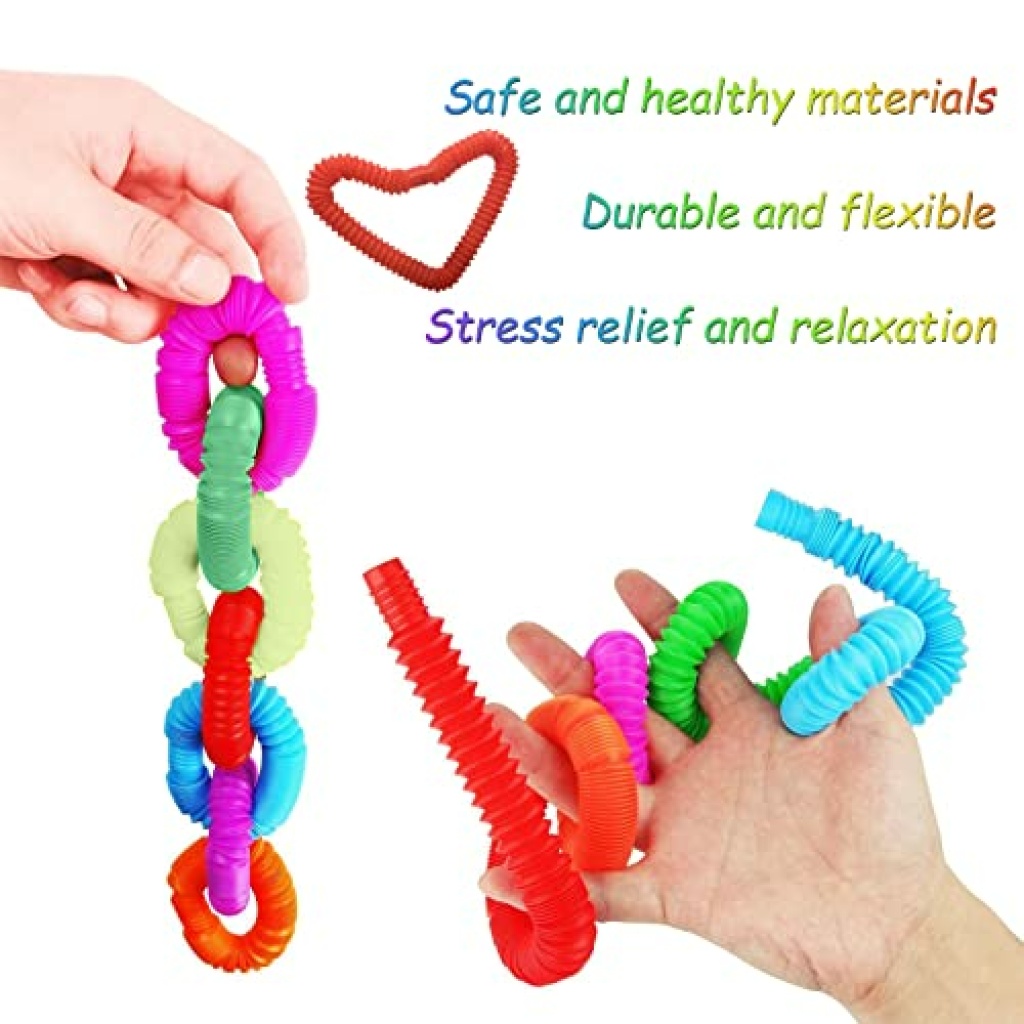 ZOCONE 12 Pcs Pop Tubes 6 Pc Flashing Pop Tubes & 6 Pcs Colorful Mini ...