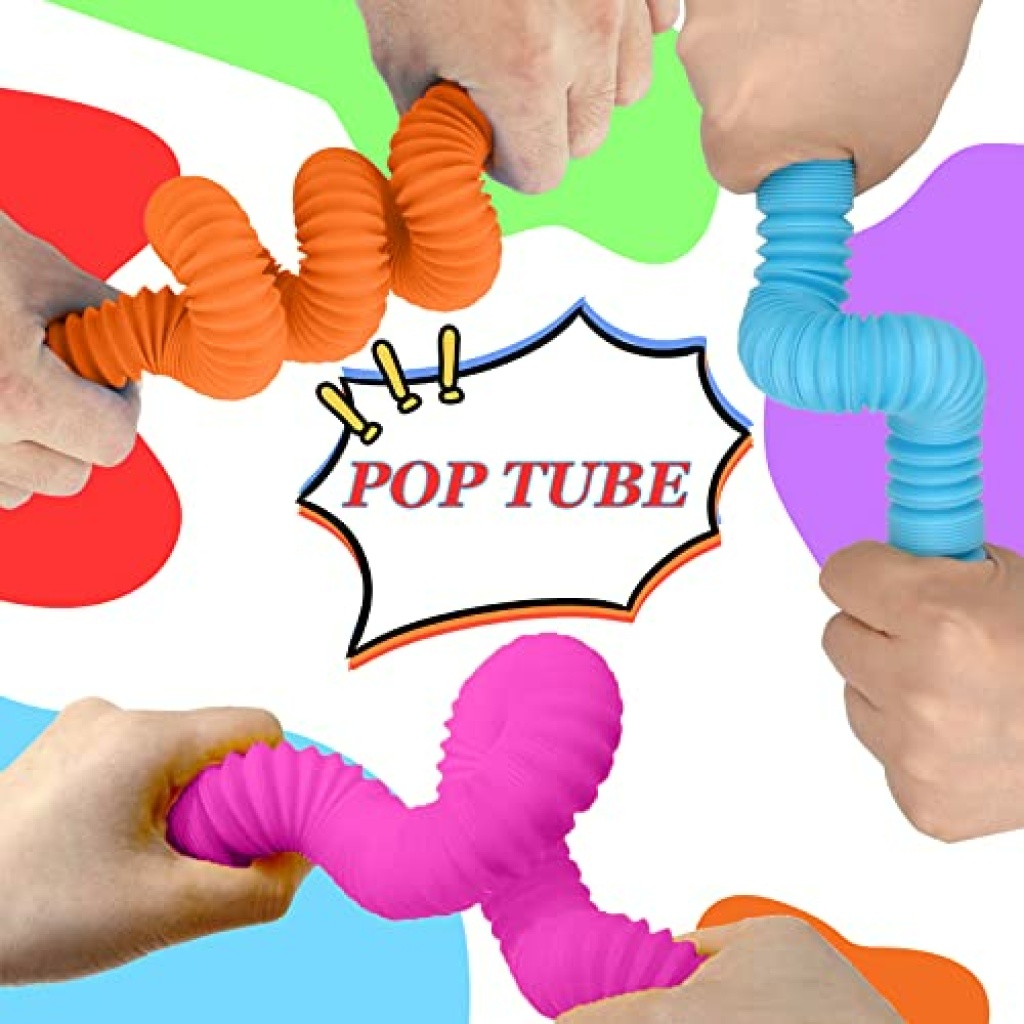 ZOCONE 12 Pcs Pop Tubes 6 Pc Flashing Pop Tubes & 6 Pcs Colorful Mini ...