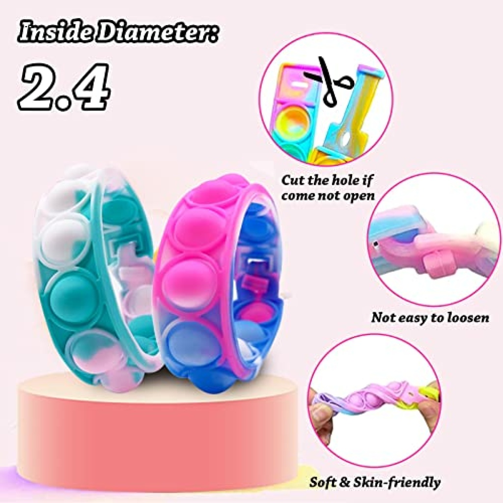cykapu 12PCS Pop Bracelet it Fidget Toys Pack, Silicone Rainbow ...