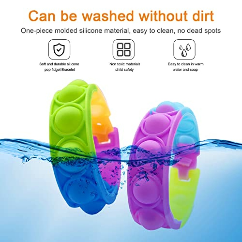cykapu 12PCS Pop Bracelet it Fidget Toys Pack, Silicone Rainbow ...