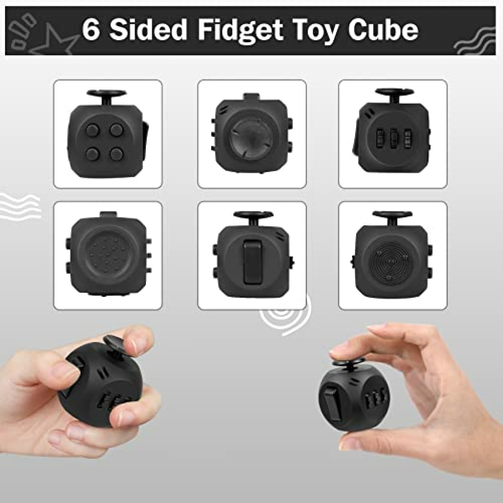 6 Sided Fidget Toy Cube Black - Fidget Cubes Fidget Fiddle Anxiety Toys ...