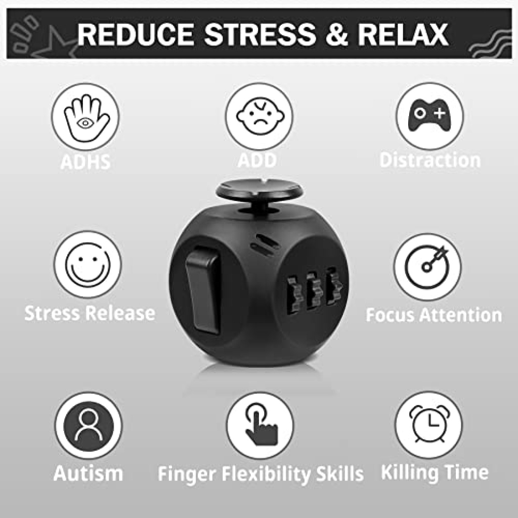 6 Sided Fidget Toy Cube Black - Fidget Cubes Fidget Fiddle Anxiety Toys ...