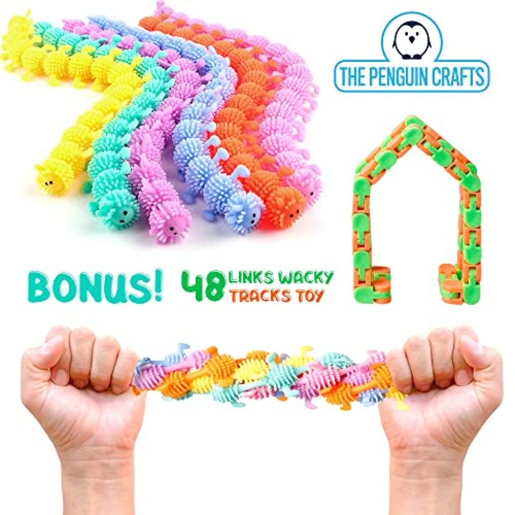 Caterpillar Stretchy Strings Sensory Squeeze Toys Set - 6-Pack Sensory ...