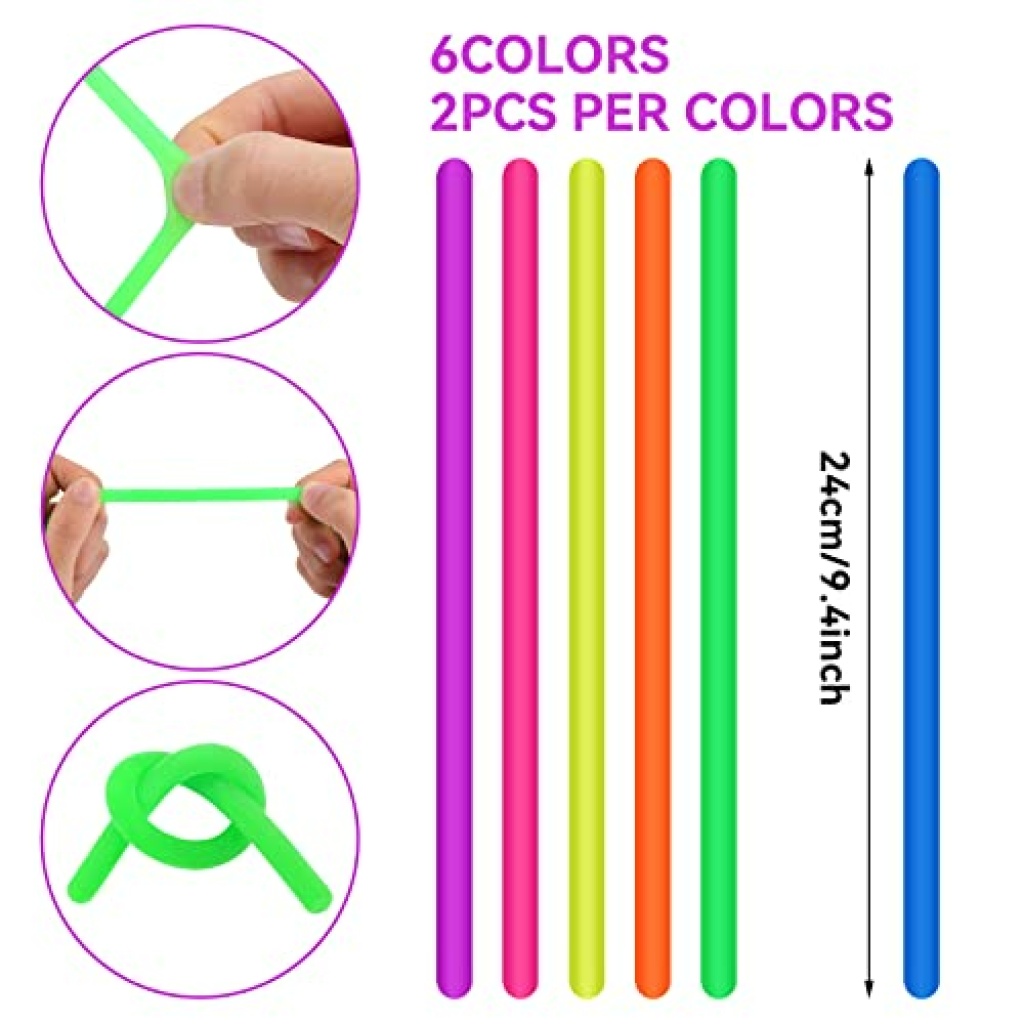 16Pcs Stretchy Fidget Monkey Noodle Stress Reliever Toy for Kids and ...