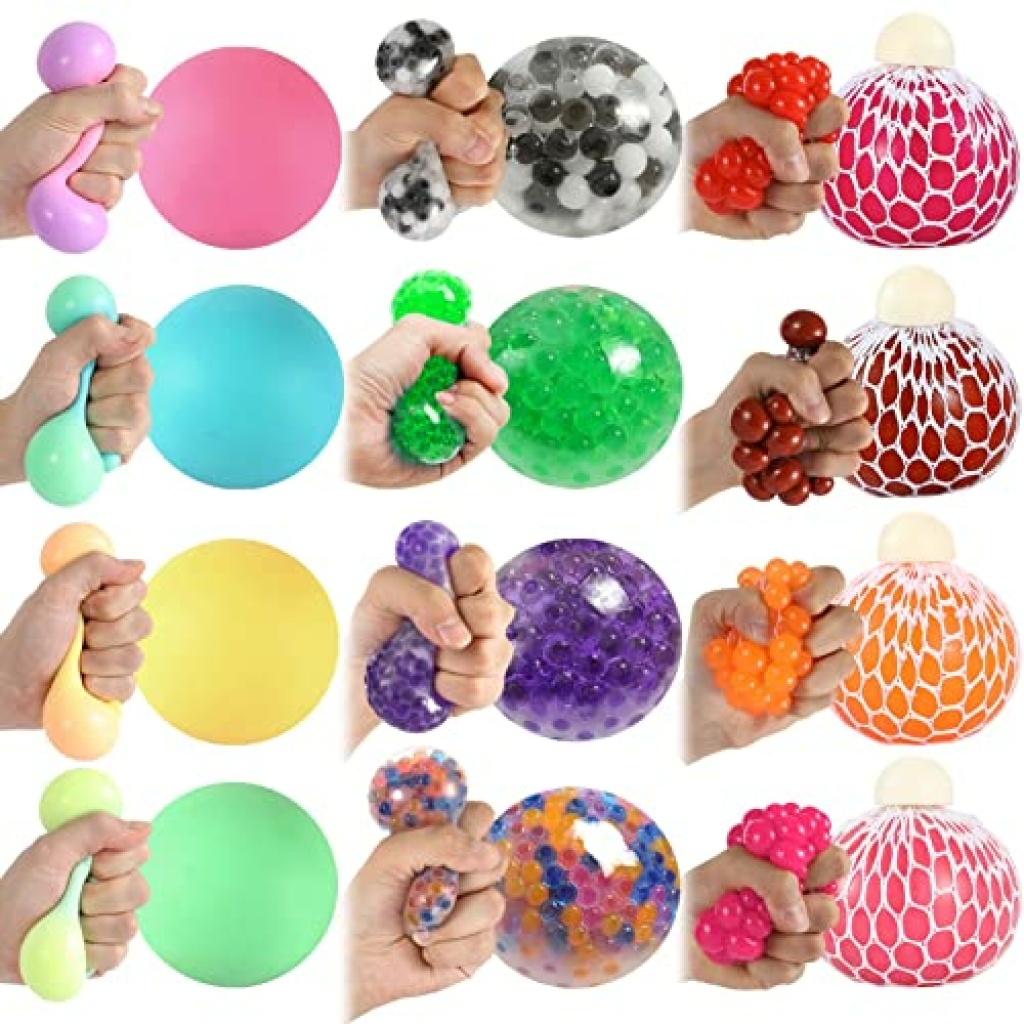 Stress Balls Mixed Pack of Squeeze Mesh Balls, Water Bead Stress Balls ...