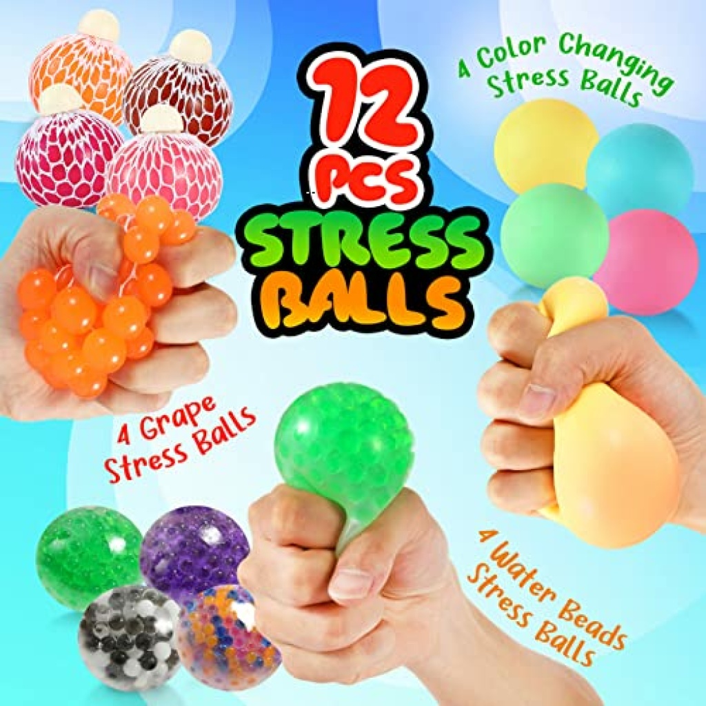 Stress Balls Mixed Pack of Squeeze Mesh Balls, Water Bead Stress Balls ...