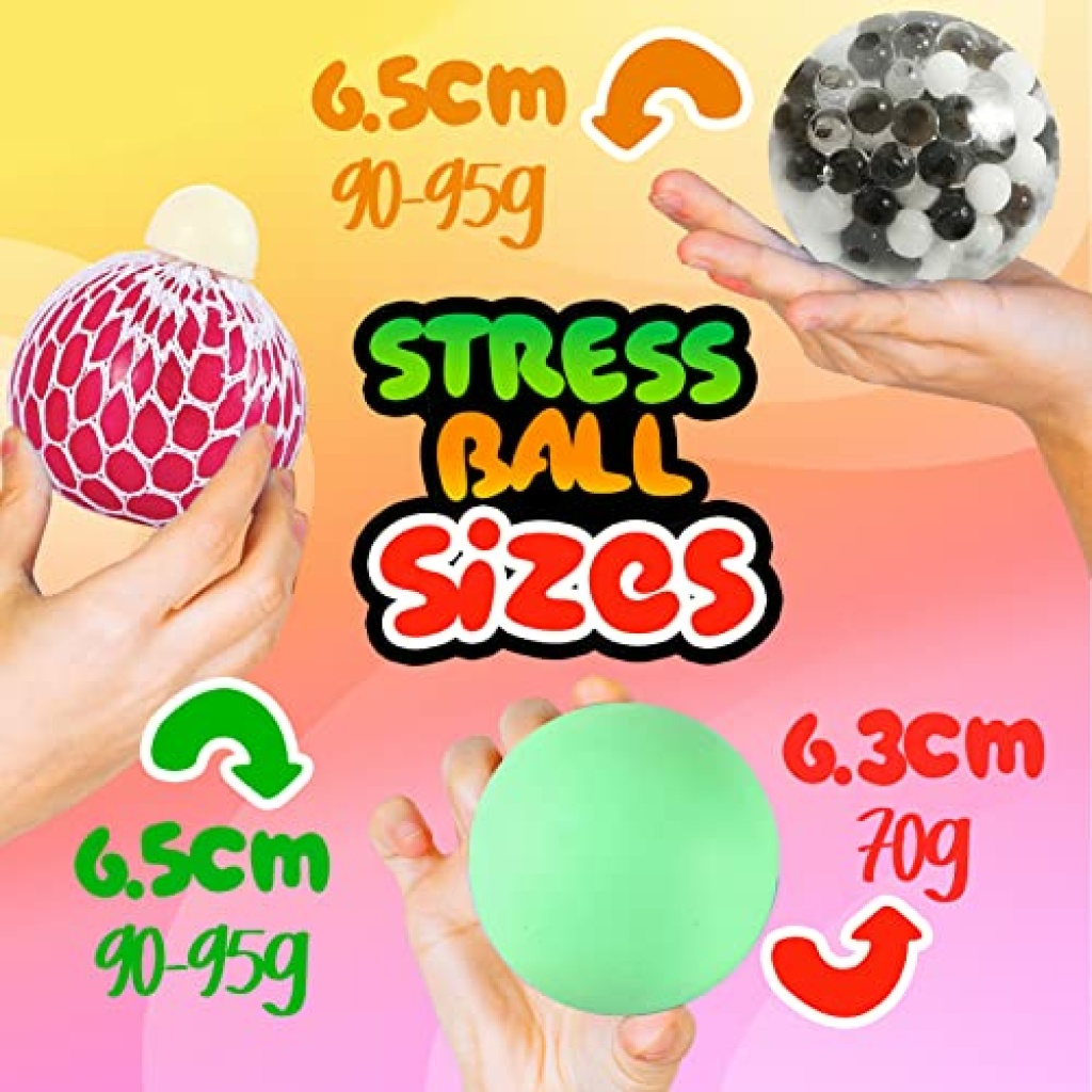 Stress Balls Mixed Pack of Squeeze Mesh Balls, Water Bead Stress Balls ...