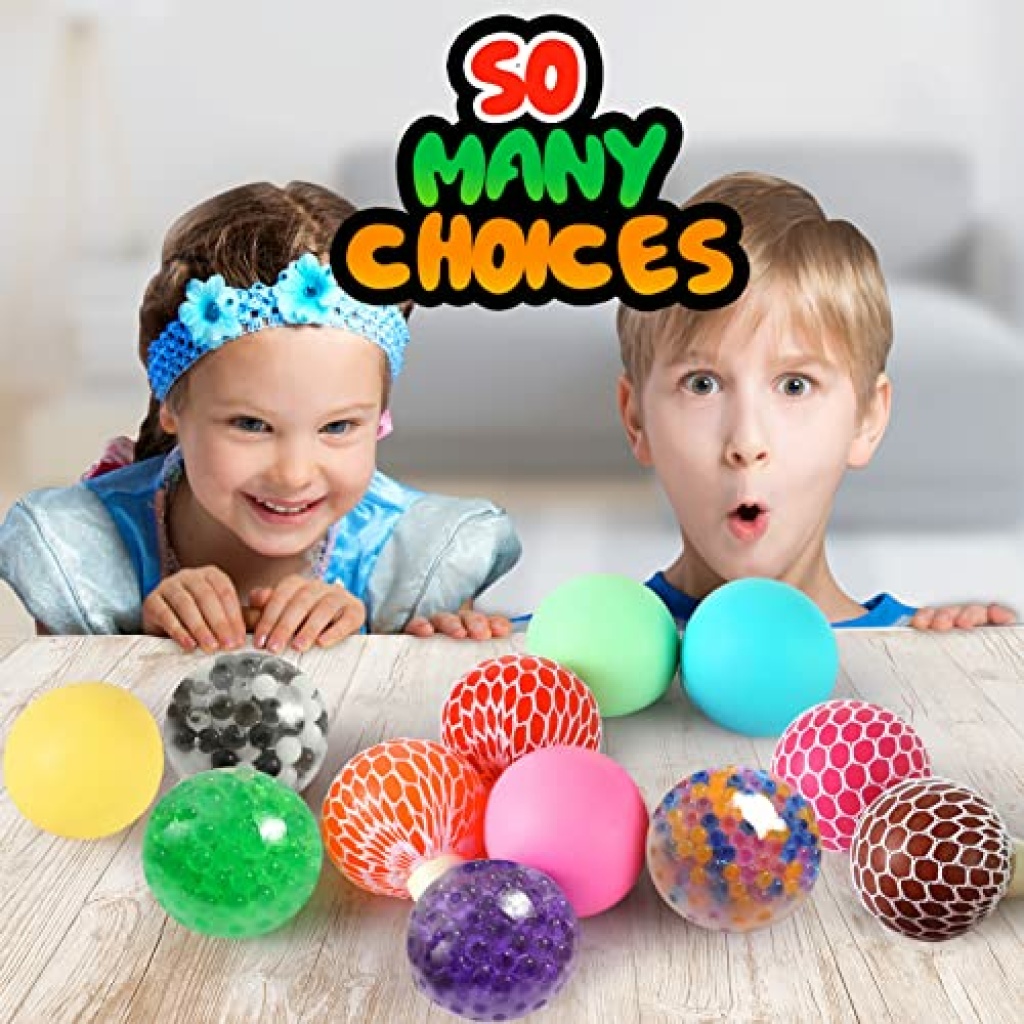 Stress Balls Mixed Pack of Squeeze Mesh Balls, Water Bead Stress Balls ...